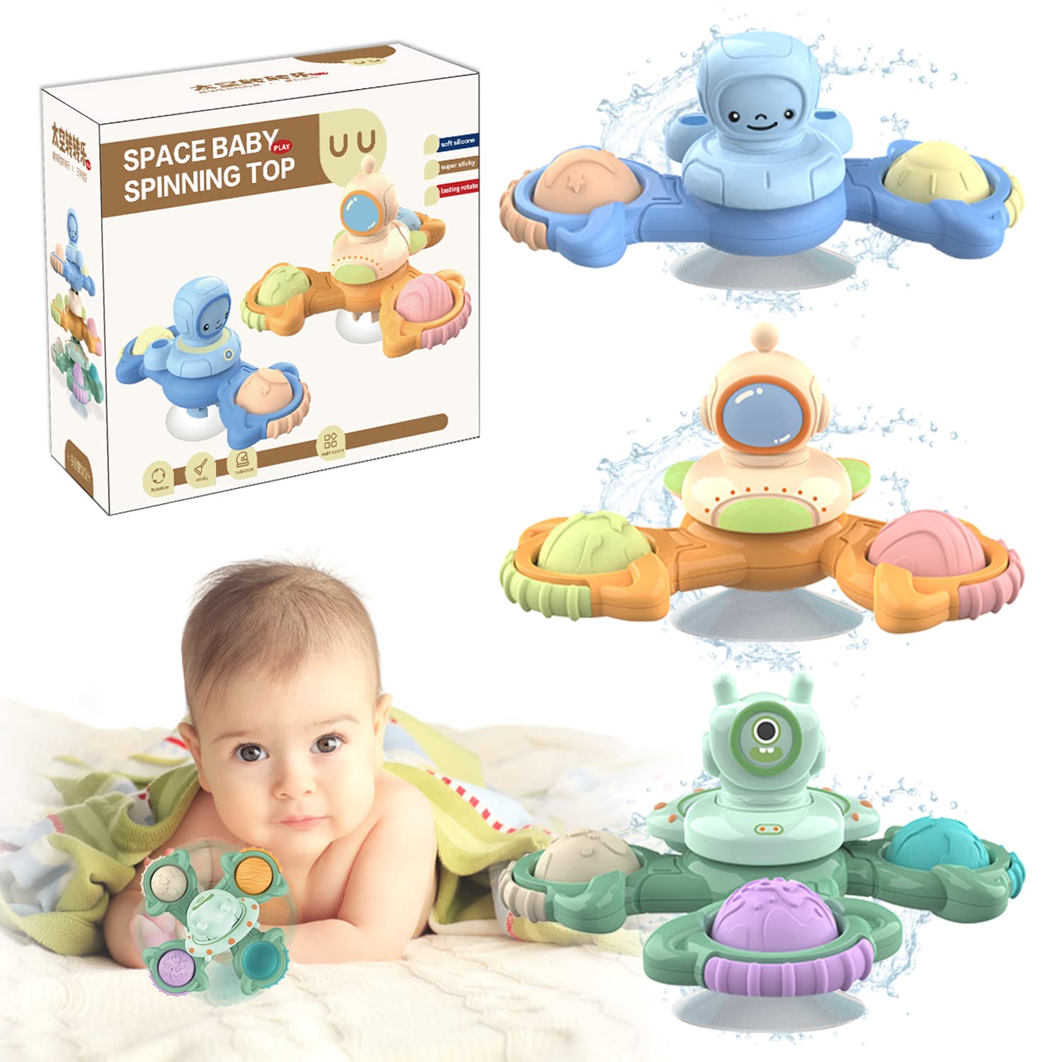 • 【お風呂おもちゃ】吸盤で簡単に壁に貼り付けて回転水遊び！赤ちゃん、小さな子どもに大人気のおふろおもちゃです。 3個セットで浴室だけでなく、窓ガラスや台所などにも使用できます。使用方法も簡単です。取り外し可能、重畳使用可能でいっそう楽しい...