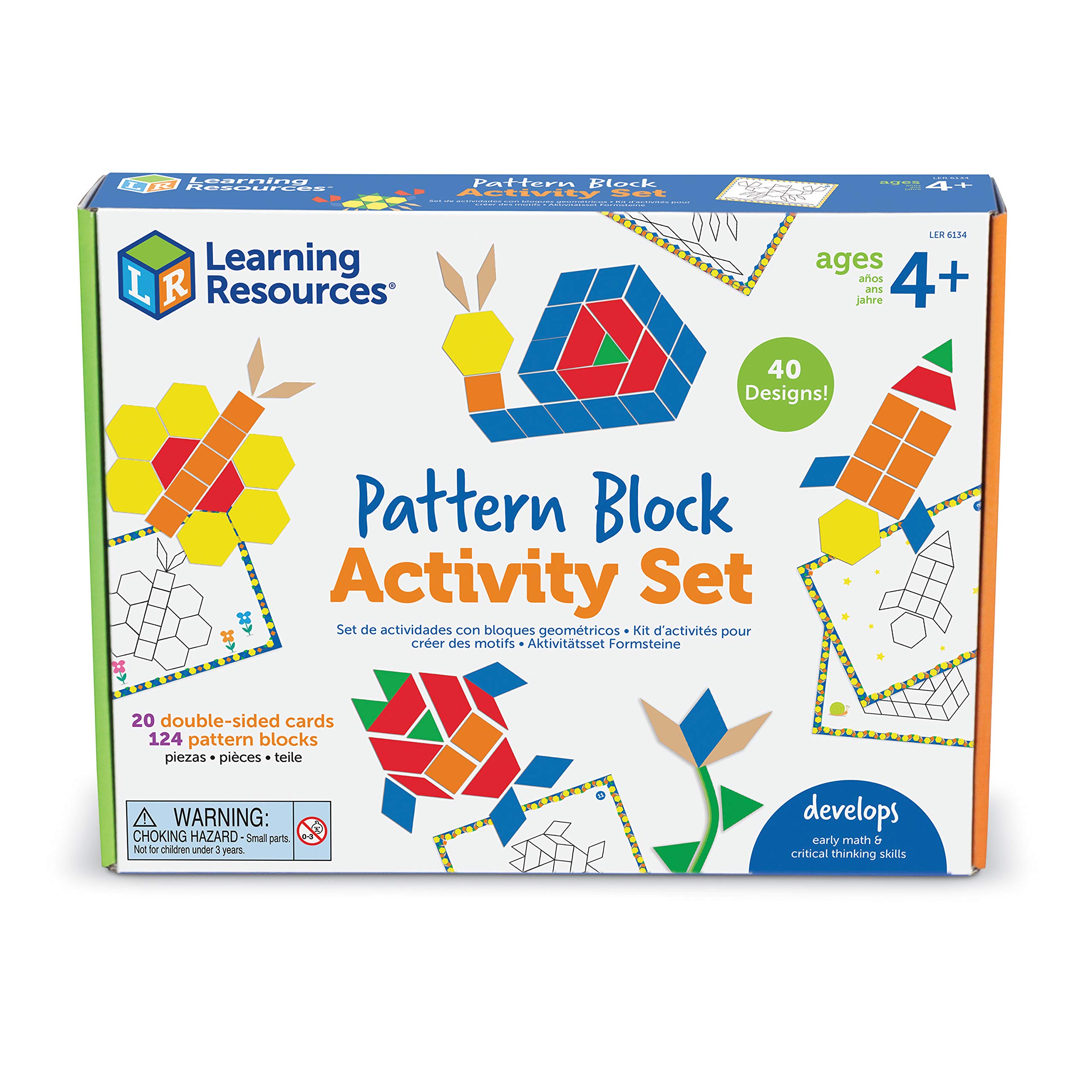 • 世界100カ国以上で愛されるラーニング リソーシズ (Learning Resources) 社のパターンブロック アクティビティセット (Pattern Block Activity Set)は、図形感覚、構成力、空間認識力、手先の巧...