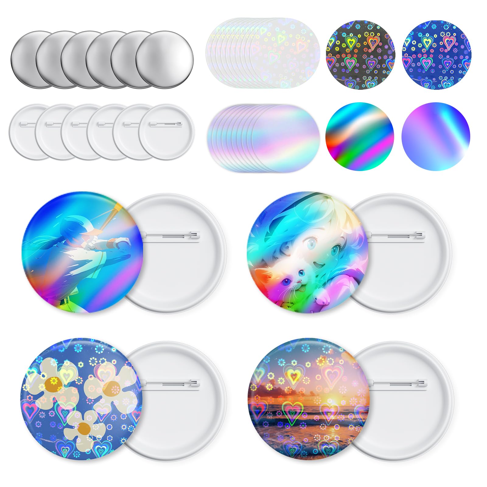 • 💖【目に華やかに見えるレーザーデザイン】缶バッジ素材は光を反射する特殊レーザー加工が施されており、缶バッジに光の輝きを与え、痛バやコレクションに彩りを加えます。キラキラとした演出が、見せる楽しさを何倍にもしてくれるため、...