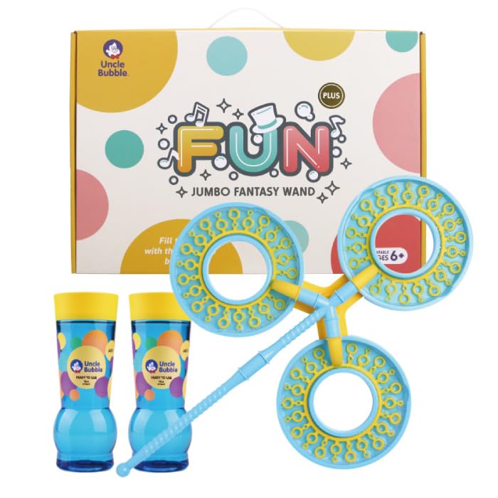 • 外箱サイズ： 高さ46.5cm×33cm×奥行き7.5cm • セット内容： ジャンボ・ファンタジー・ワンド (3リング）セット×1 特製しゃぼん玉液 ×2