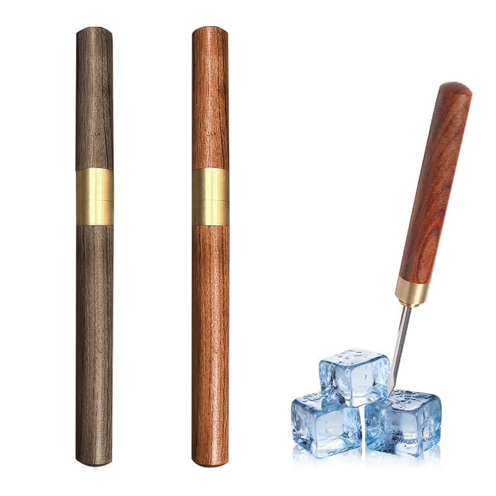 • 【高級木材使用のアイスピックセット】本品は黒檀と梨花木の2種類の高級木材を使用したアイスピック2個セットです。木目が美しく、高級感のある仕上がりで、キッチンやバーで洗練された雰囲気を演出します。 • 【鋭利で効率的な氷割り性能】先端は鋭...