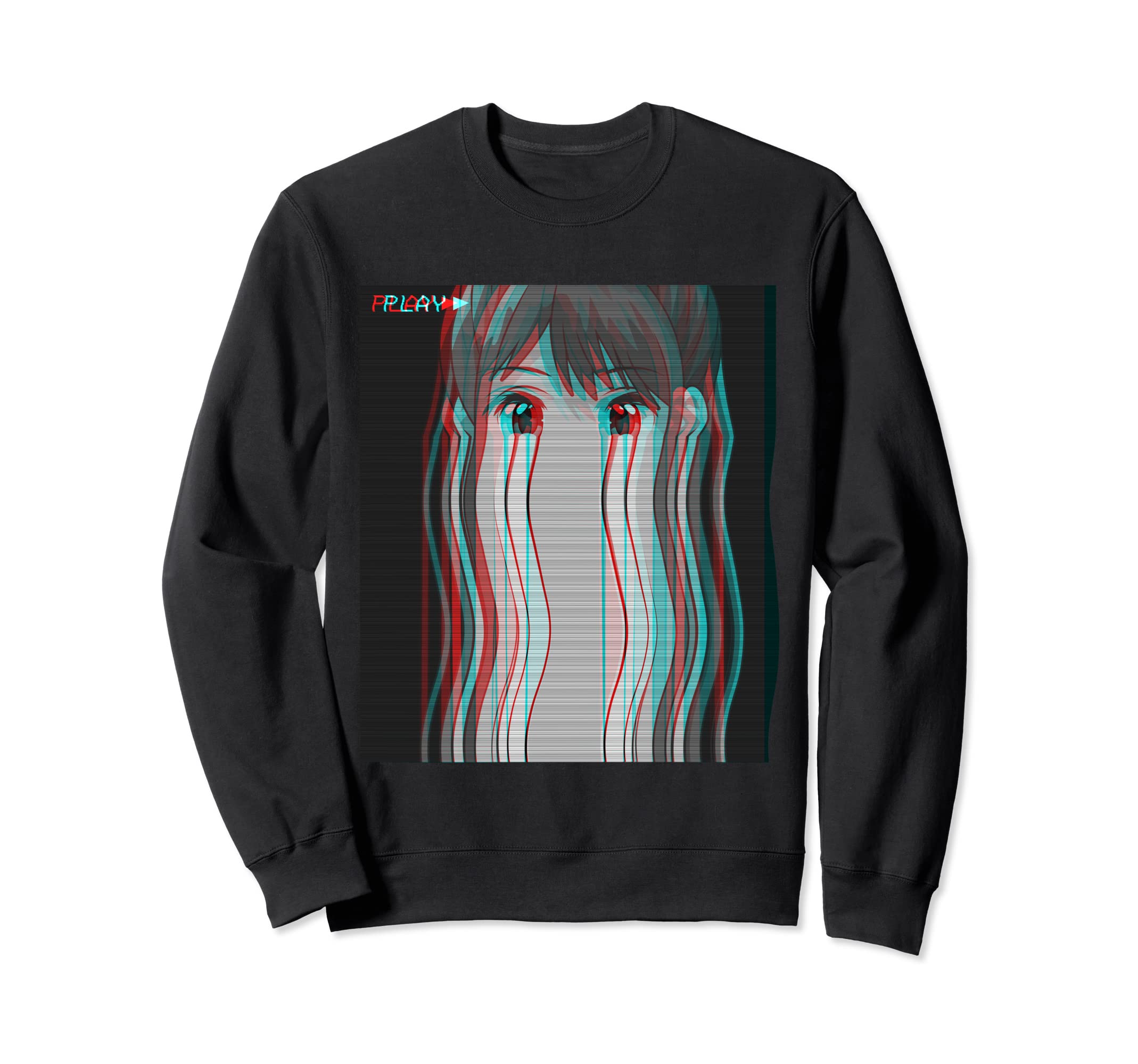 • Sad Anime Girl in a Japanese Traditional Vaporwave Aesthetic Glitch Art Streetwear Style as an Emo Pastel Goth Gift fo...