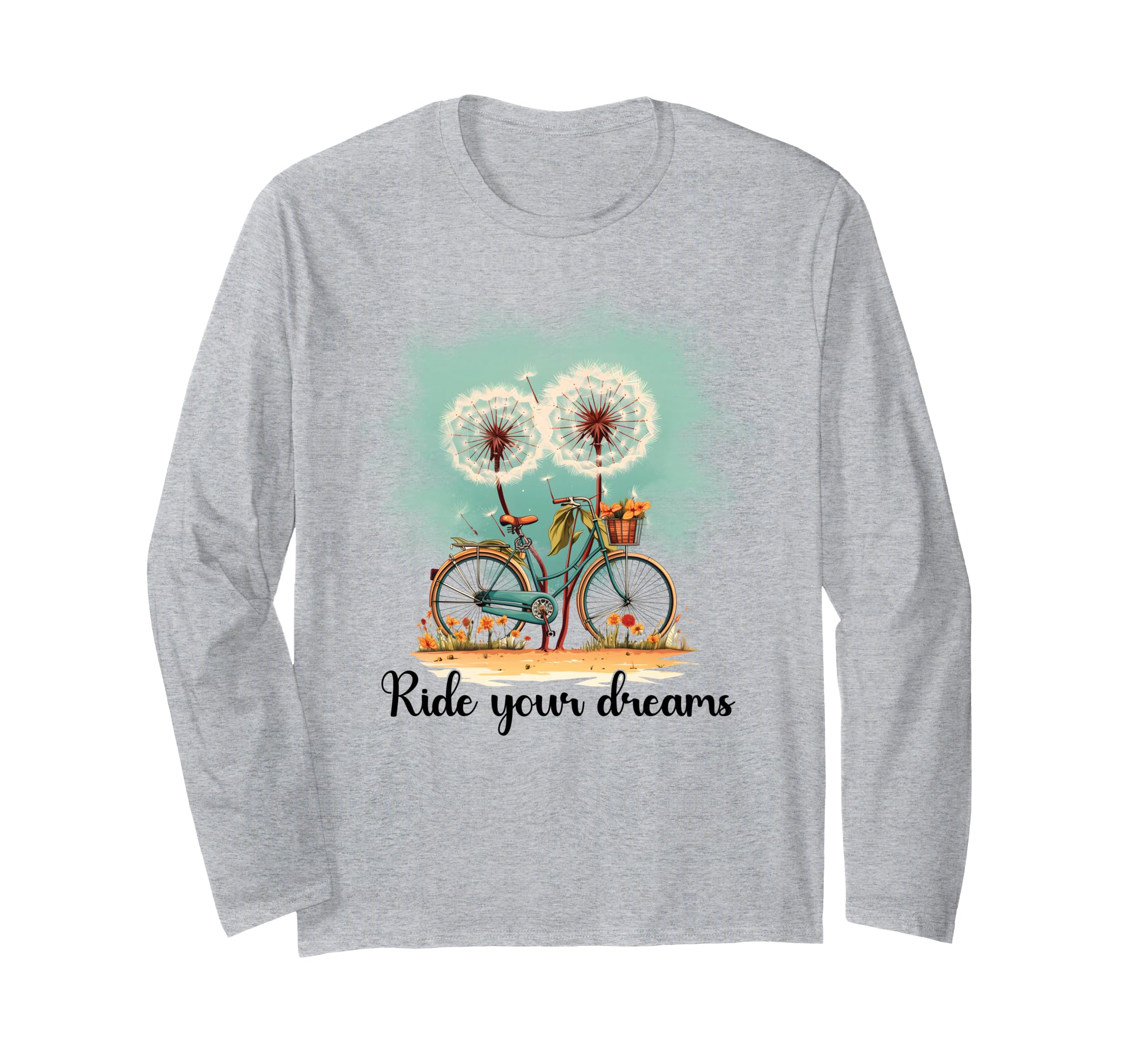 • Cute women cycling design with the text: "Ride Your Dreams" • 長袖tシャツ