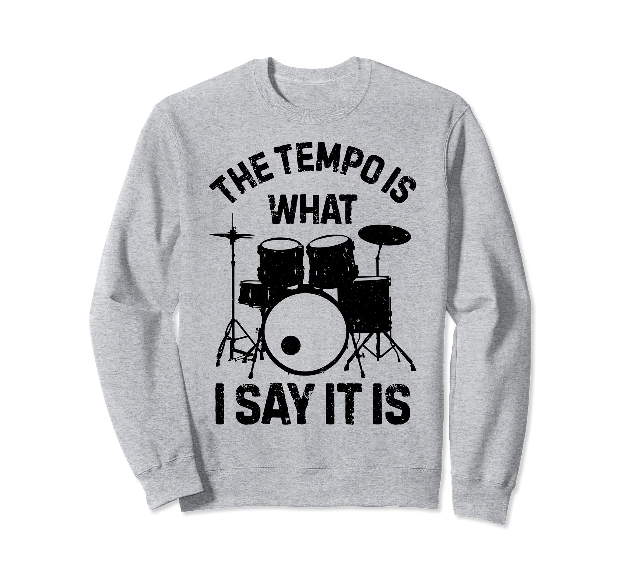 • Funny Drummer Humor Clothing Gifts、The Tempo Is What I Say It Is. アンティーク調ヴィンテージドラムセットドラムセットグラフィックアパレルデザイン。ドラマーやミュージシャン...