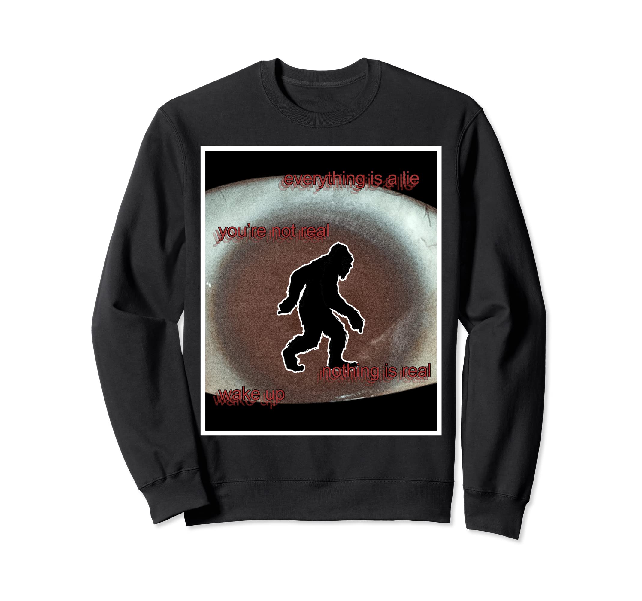 • Weirdcore aesthetic clothes design with a creepy bigfoot sasquatch as the pupil of the eye weird design for all weirdc...