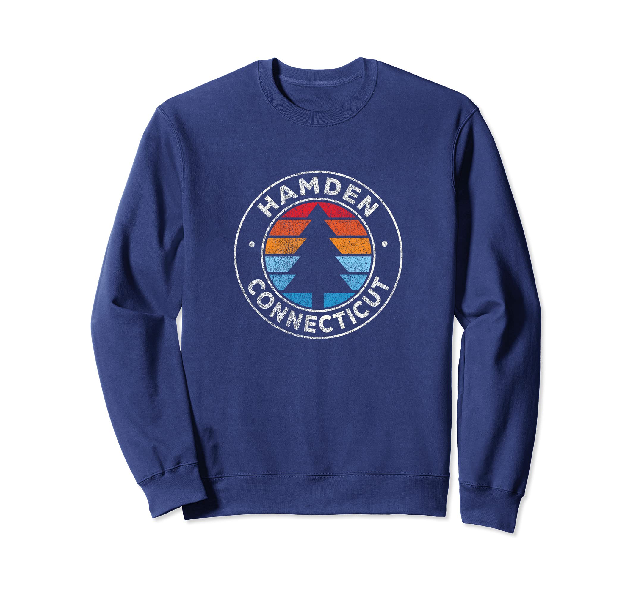 • ヴィンテージ Hamden コネチカット CT シャツ、レトロなサンセット松の木のデザインTシャツ。 オールドスクール ディストレスド & ユーズドック グラフィック デザインは、あなたの故郷の誇りを示すのに最適です。 Hamden C...