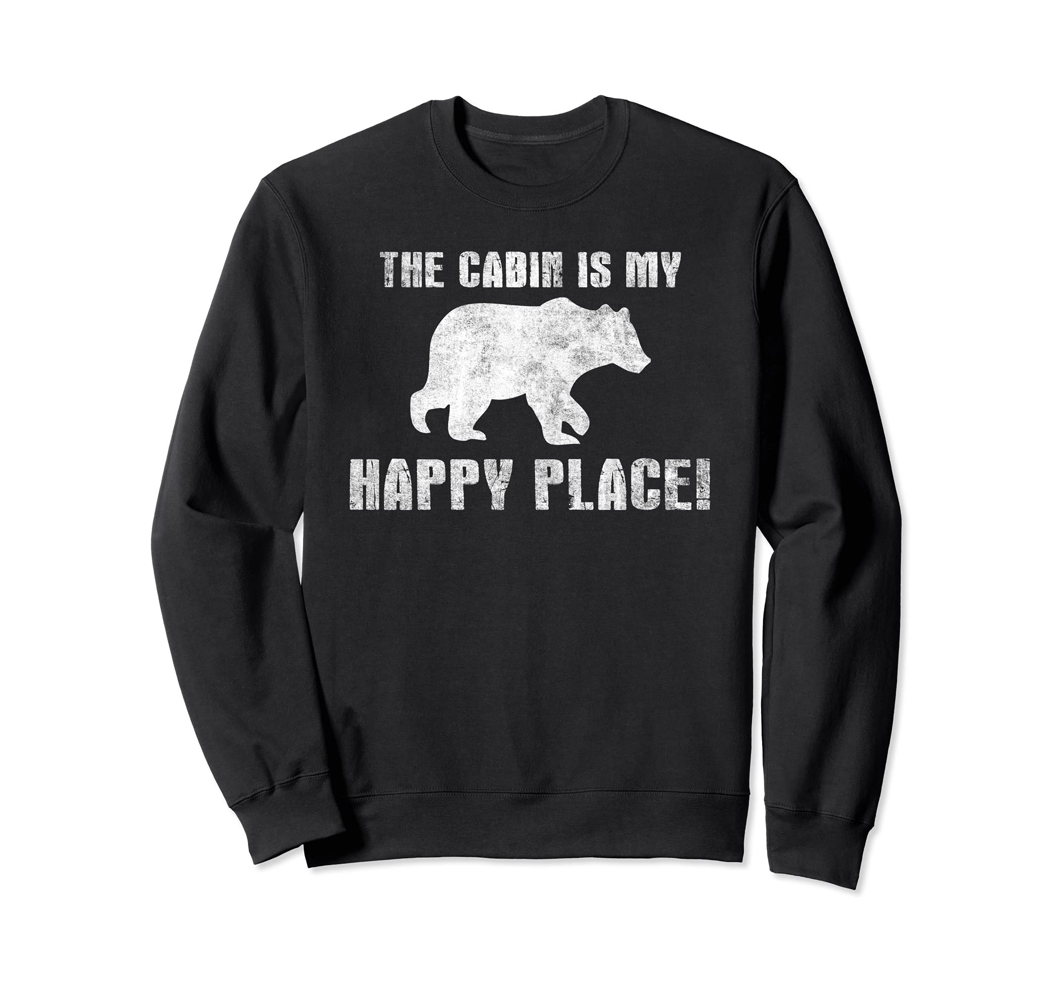 • このアンティーク調のThe Cabin Is My Happy Place with Bearのグラフィックは太字の白い文字です。 この楽しいノベルティ デザインは、キャビンに逃すことが好きな人に最適です。 このデザインはキャビンやアウ...