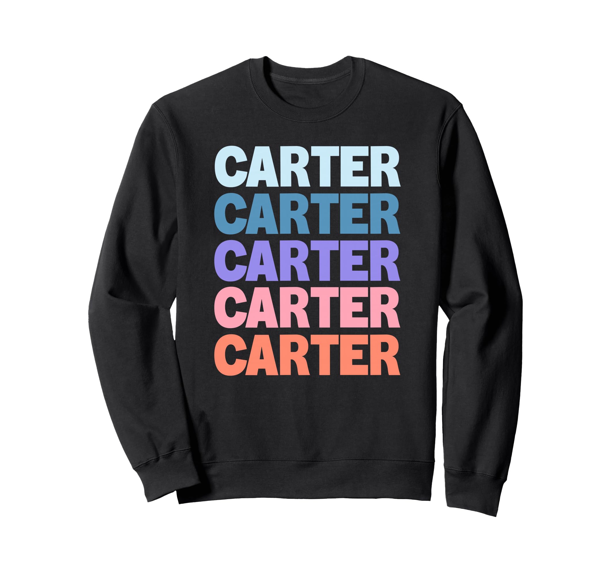 • This fun text design says "Carter" in a super modern font and color scheme.
