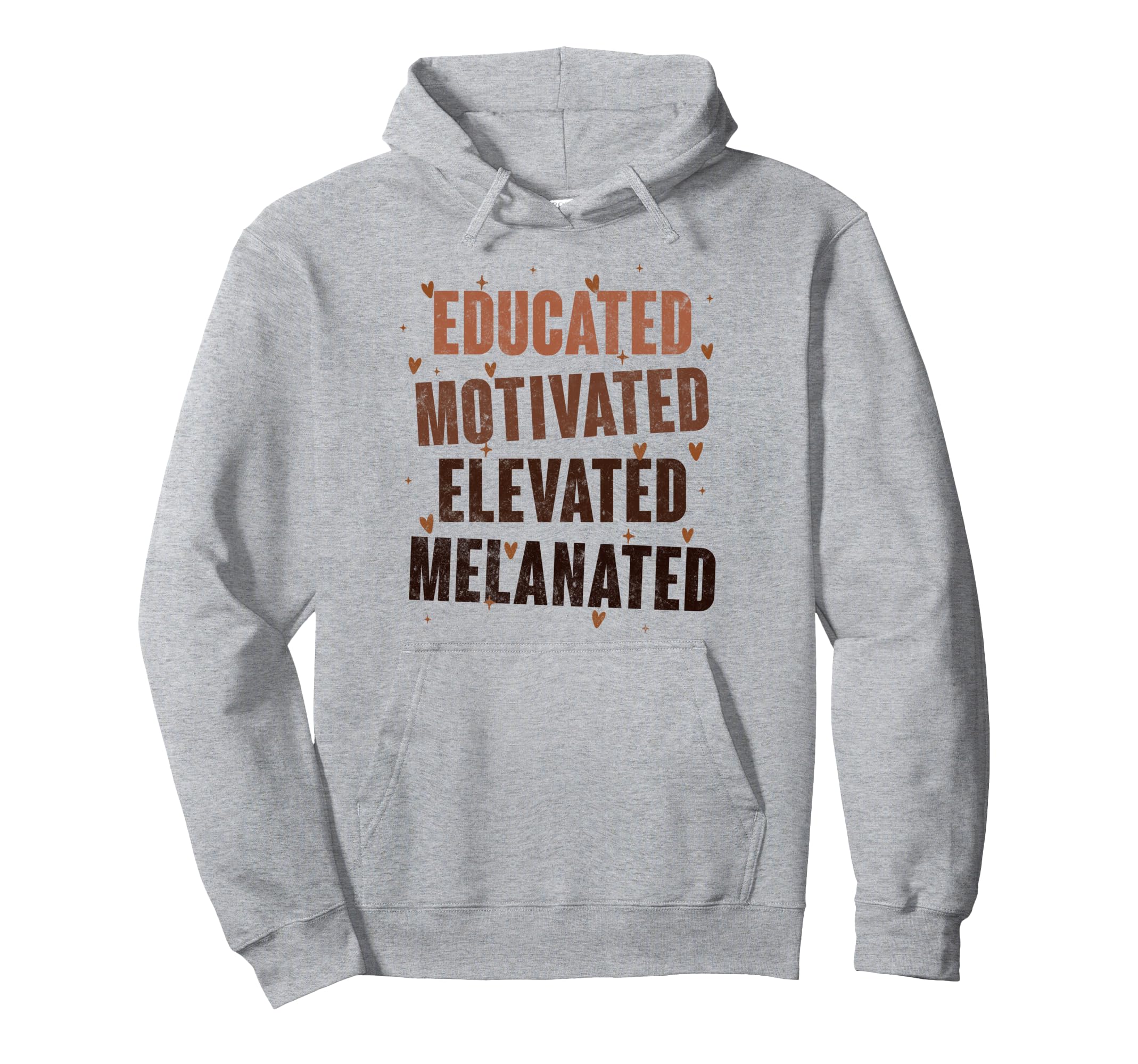 • この面白いアフリカ系アメリカ人bhm自慢のブラックデザインは「educated motivated elevated melanated」と書かれています。