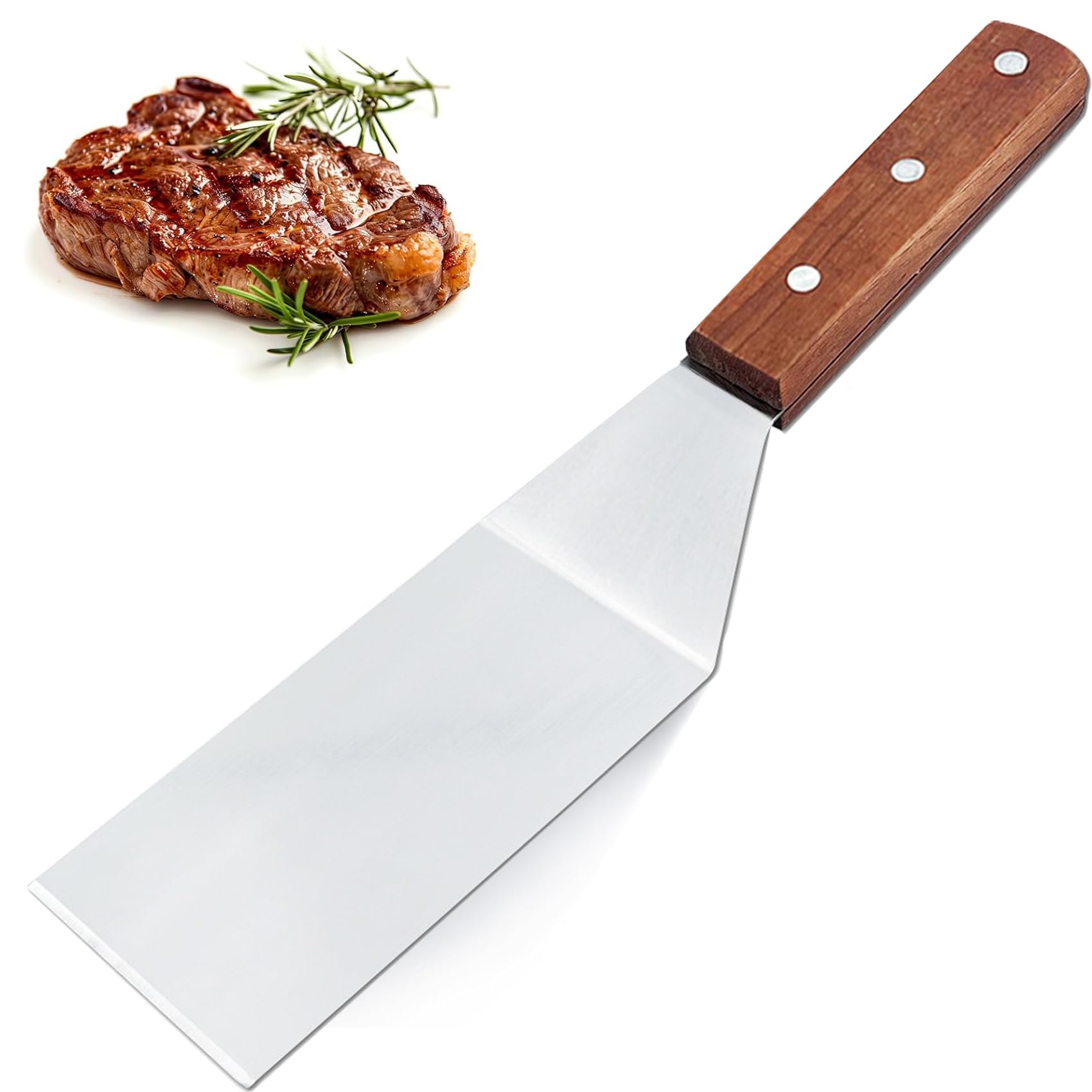 • 【製品仕様】全長30cm 幅7cm 木柄長12cm　重量：145g，手に持った感じはとても軽いです；ハンドルは木製で耐久性があり、丈夫です。 • 【使いやすい】このターナーは食べ物の下に簡単に滑り込むことができ、食べ物を損なうことはあり...