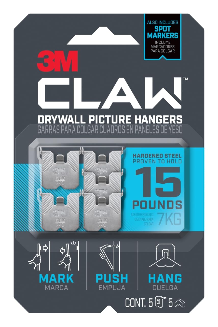 • 信頼できる強度:15ポンド5個パック。 3M CLAW(TM)ドライウォール写真ハンガー。各ピクチャーハンガーは硬化スチール製で、15ポンドの耐荷重が証明されているため、写真、鏡、その他の重いものなどの装飾を掛けることができます。また、...