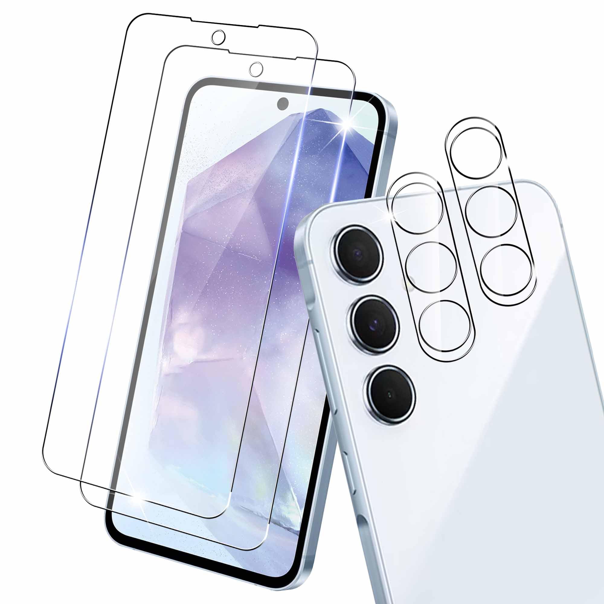 • 【対応機種】：Galaxy A55 5G 用のガラスフィルム 専用設計 • 【硬度9H】：カッターなどの鋭利なものを当たってもキズが付きにくくて高い強度を持ち表面硬度9Hが特徴です。ハードコーティング技術は、衝撃を最小限に抑えて画面の破...