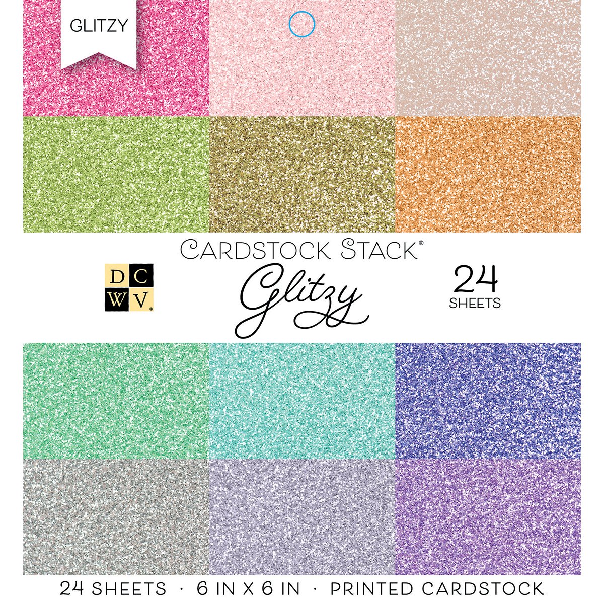 • Specialty - DCWV - Stacks - 6 x 6 - Single-Sided - Glitzy - Glitzy Glitter - 24 Sheets • CHN