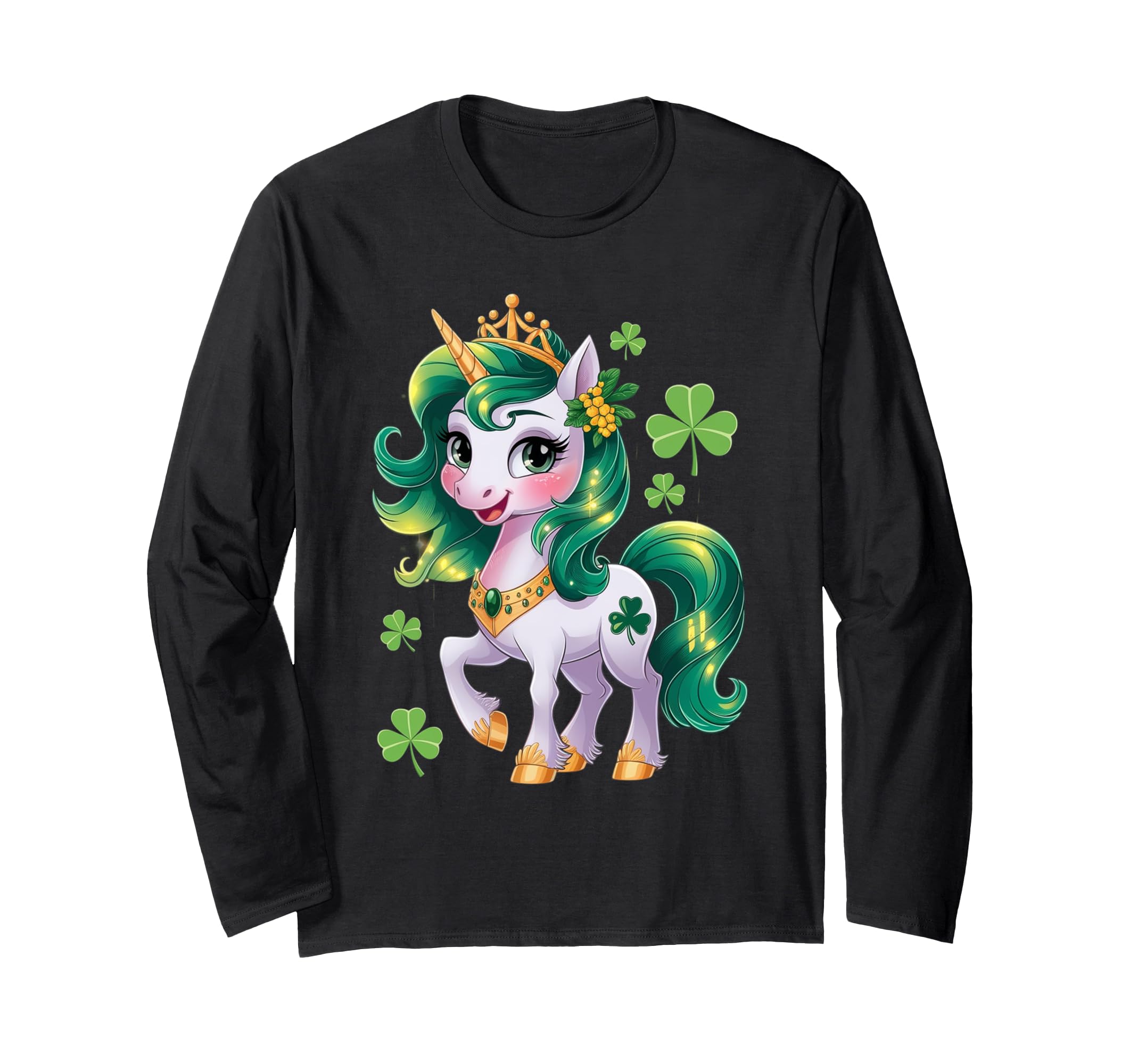 • cute unicorn graphic with green shamrock clover makes a cool St Patricks Day gifts for girls, kids, toddler, women who...
