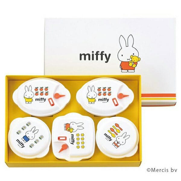 タマハシ ミッフィー　電子レンジ容器5PC　DB-103 ミッフィーデザインが可愛い電子レンジ容器セット。 フタをしたまま電子レンジに使用できる容器です。小判型と正角型を電子レンジでご使用される時は、ツマミをスライドさせて蒸気穴を開けてご使...