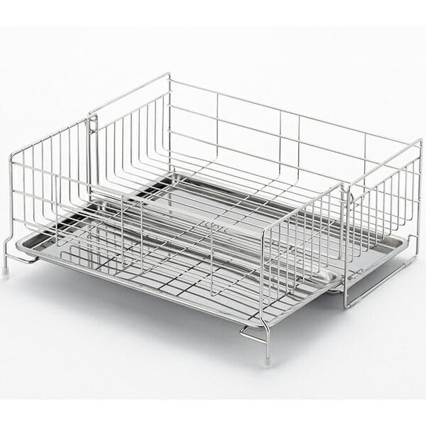 ヨシカワオールステンレス広げて使える水切り　1306034 コンパクトにも大容量にも、洗い物の量に合わせて使える伸縮式の水切り オールステンレス製の水切り。伸縮式なので、コンパクトにも大容量にも。洗い物の量に合わせて使えます。2枚のトレーな...