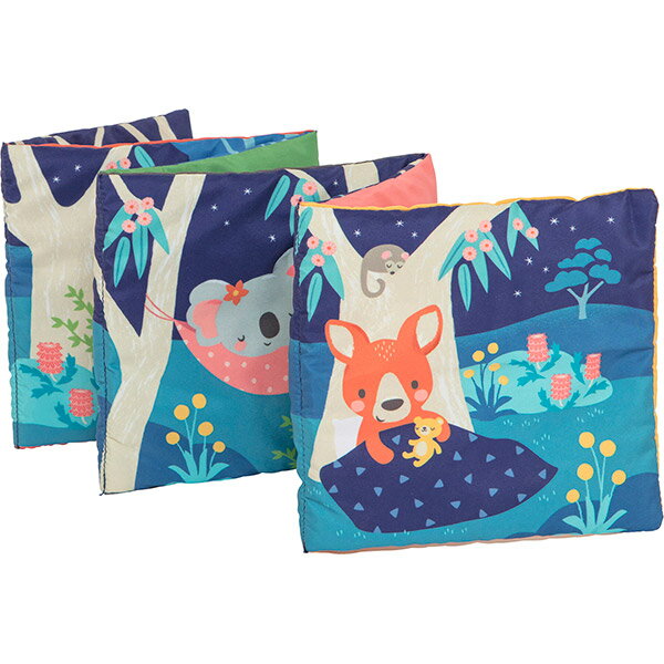 トライブ ふかふか布えほん　ユーカリのなかまたち　1-0707 6人の好奇心旺盛なオーストラリアの動物仲間たちが、かわいい布絵本になりました。 片面はかわいいキャラクターたち、もう片面は楽しい夜のキャンプの様子が描かれています。 夜のページ...