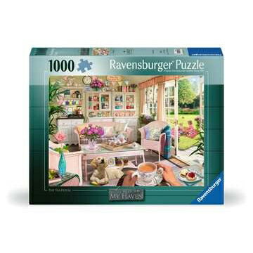 Ravensburger　ラベンスバーガー　 ティールーム　1000ピース ティールームで楽しむ優雅なティータイムを描いた1000ピースパズル。 美しい庭で紅茶とスコーンを味わい、お花の香りに包まれながら、愛らしいワンちゃんとともに特別なひ...