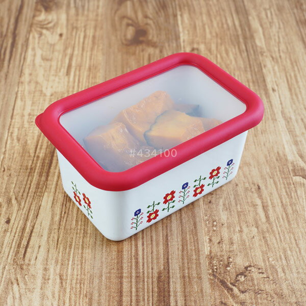 富士ホーロー ミーサシリーズ　深型角容器Sサイズ　MY-DS.R　レッド モダンでどこか懐かしい北欧風な図案がキッチンを楽しく彩ります。 ※オーブン可（蓋を外してください。） ※冷凍可（耐冷温度-20度） 商品寸法 W145 x D95 x...