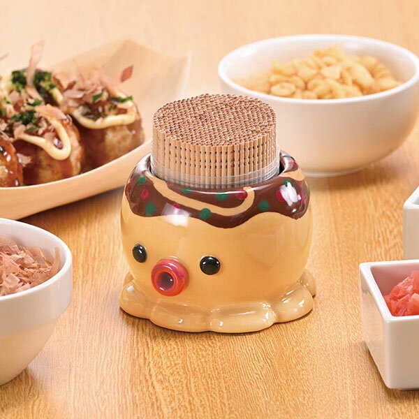 和平フレイズ 元祖やきやき　タコのようじ入れ　YR-028 たこ焼き・お好み焼きのおともに。愛くるしいタコフェイスの楊枝入れです。 ケースごとすっぽり収まるので詰め替えの手間が要りません。 ※直径約5.5cmまでのケースに対応します。 材質...