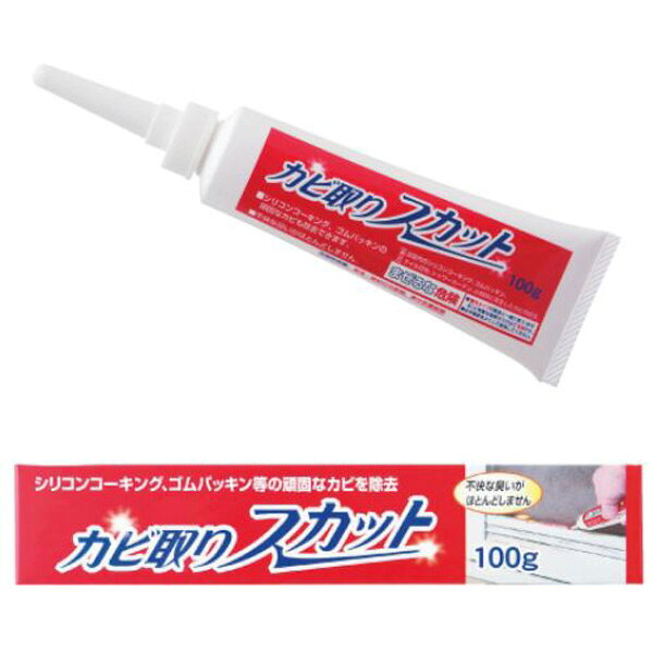 鈴木油脂工業 カビ取り スカット 100g シリコンコーキング、ゴムパッキン等の頑固なカビを除去。 浴室内のシリコンコーキング、ゴムパッキン、タイル目地、シャワーカーテン、小物類に発生したカビの除去に使用して下さい。 不快な臭いがほとんどし...