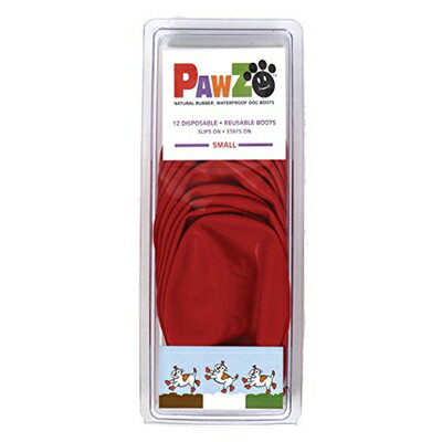 Pawz ポウズ ラバー ドッグブーツ S レッド PZ2 ------ ココがポイント！ ------ ●1パック12枚入り!! ●河原遊びや雪遊び、夏のアスファルトや雨の日のお散歩にも便利。 ●天然ゴム素材で100％生物分解可能なエコ・...