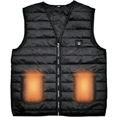 トレードワン USB給電式　ホットベスト モバイルバッテリーで速暖！寒い日も背中からポカポカ！ ＊USBケーブルはポケットの中に内蔵されているのでコードを 　気にせず着ることができます。 ＊前面2箇所＆背面3箇所、計5箇所の電熱ヒーターで ...
