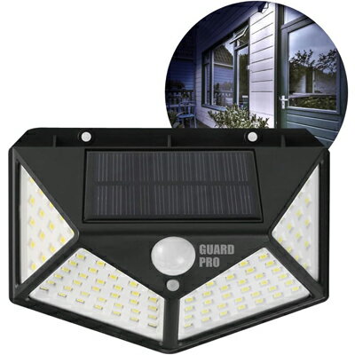 グッズマン GUARD PRO　100LED防犯センサーライト　4110 不審者が退く防犯センサーライト！無警戒な窓や出入り口に有効！ ●100LED高輝度＆4面広角度照射！ ●高感度人感センサー搭載！ ●IP44防水・防塵機能！ ●不審者...