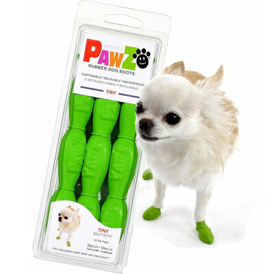 Paws ポウズ ラバードッグブーツ ライトグリーン Tiny 12枚入 PZ0100 ペット用のラバーブーツ ●夏の水遊び・梅雨やぬかるんだ道にも効果適面の、オールシーズン対応ブーツです。 ※ブラウザの設定などにより、実際の商品と色味や素...