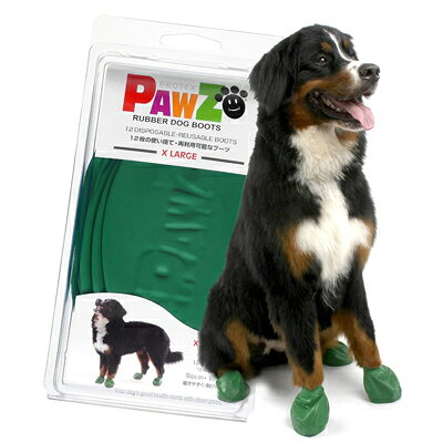Paws ポウズ ラバードッグブーツ ダークグリーン XL 12枚入 PZXL 抜群のフィット感!!防水ラバードッグブーツ☆ ●無駄のないシンプルな作りで足にぴったりフィット!! 　底面にクッションが入っていないので違和感のない着用感で、ワ...