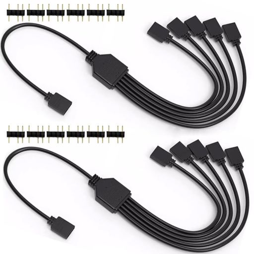 パッケージ内容:1対5 ARGBスプリッターケーブル(5V 3ピン)2本、3ピンオス型コネクタ10個。全長:11.8インチ。 アドレサブルRGB(ARGB)スプリッター延長ケーブルは、5050/3528アドレサブルRGB LEDストリップラ...