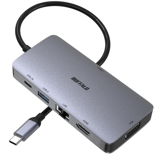 【6つの機能をケーブル1本に】HDMI、VGA、Type-C(通信/PD兼用)、Type-Ax2、LANの6つのポートを搭載。パソコンを給電しながら、さまざまなデバイスをまとめて接続できます。 【2系統の画面出力】4K対応のHDMIポート(...