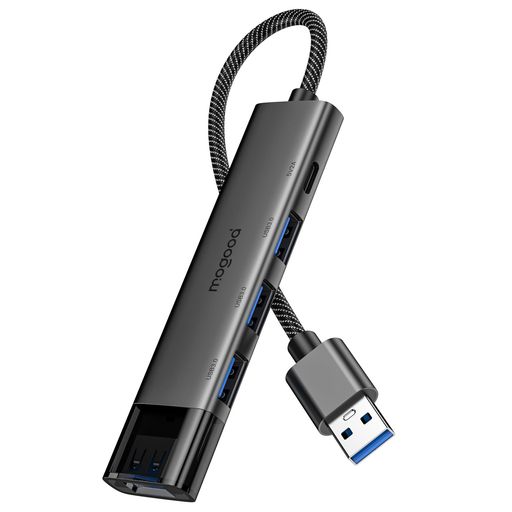 【USB3.0ハブ】USB3.0データハブは1つのUSBポートを4つのUSBポートと1つのUSB Cポートに拡張します。4つのUSB 3.0ポートを同時に使用することで、様々な周辺機器を簡単にコンピュータに接続でき、USB CポートはUSB...