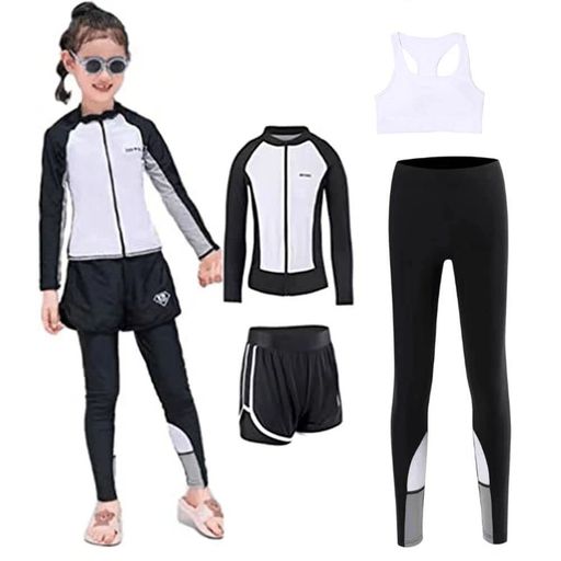 【セット内容】:【女の子4点セット】:ラッシュガード+ブラ+レギンス+ショートパンツ。XL、2XL ブラなし【男の子3点セット】:ラッシュガード+レギンス+ショートパンツ アウター&amp;レギンスつきのフルセットが嬉しい可愛くてオシャレな...