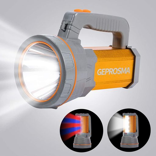 1.【多機能懐中電灯LED 強力 充電式 】:超明るいロングビームスポットライト + 別個の明るいサイドフラッドライトランタン + USB C 充電式大型バッテリー10000mah + ハンドヘルド + 持ち運び用ショルダーストラップ + ...