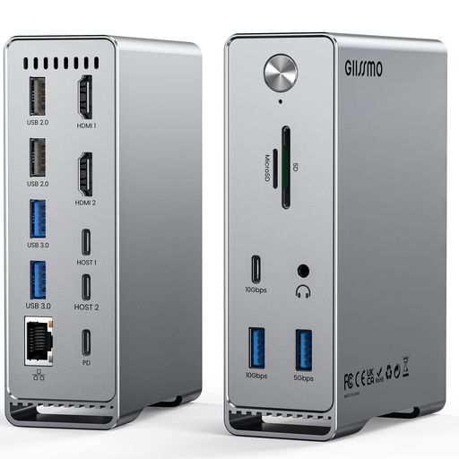 【MacBook Pro/Air専用ドッキングステーション】14ポートx1ドッキング:4K@60Hz HDMIポートx2、10Gbps USB Cデータポートx1、5Gbps USB 3.0ポートx3、100W PDポートx1、USB 2....