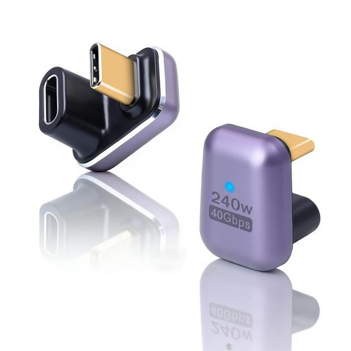 高速充電 【180度USB Cアダプター】Duttek U字型USB CアダプターはUSB 4とThunderbolt規格を満たし、4K@60Hz、さらには8Kビデオ出力をサポートします。 映画、音楽、その他のコンテンツをわずか数秒でスムー...