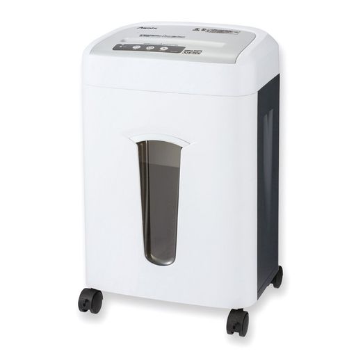 大容量32LでA4コピー紙1550枚収容 連続60分細断可能な高耐久シュレッダー 最大12枚細断可(定格10枚)、メディア細断可 細断速度:約3.3/3.9m/分、消費電力:450/510W 商品寸法:W412xD312xH652mm