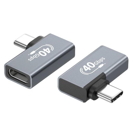 【100W急速充電&amp;90°設計】標準のUSB4.0アダプターは、100Wの急速充電と40Gbpsに完全対応したUSBCアダプターで、Thunderbolt4ケーブル用に設計されている。L型オス-メスアダプターです。L型のデザインを採...