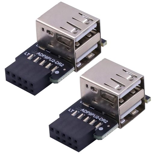 USBコネクタをUSBポートに接続し、コネクタ1:9ピンUSB2.0メスコネクタ。コネクタ2:標準デュアルUSB2.0タイプ雌コネクタ。L型デザイン:90度直角。包装:2パック。材料:PCBプレートと金属 機能:このusb内部マザーボードア...