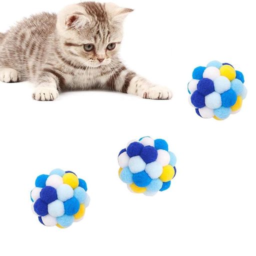 インドア 「サイズ」直径4CM、重さ7g/個、1パック3個入 。猫のボールの色は青、白、黄色が混ざり合っています/猫のボールの色はピンク、淡いピンクと白が混ざり合っています。 「天然素材フェルト採用」高弾性のぬいぐるみ素材、耐噛み性。 軽量...