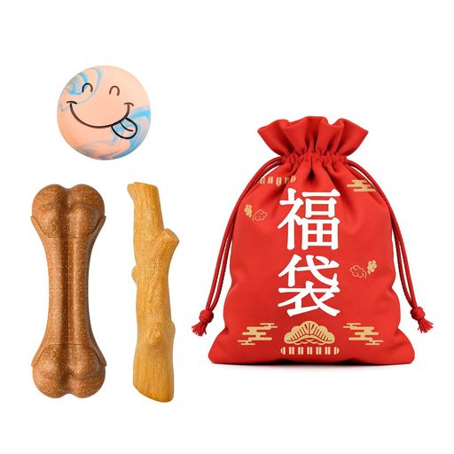 アウトドア 【人気犬用おもちゃ セット + フリー福袋】骨の形+木の棒形のような噛みおもちゃと音が鳴るラテックスおもちゃの3点セットに、プレゼント用フリー福袋を同梱します!愛犬への贈り物として福袋におもちゃを入れてプレゼントすると、遊びの期...