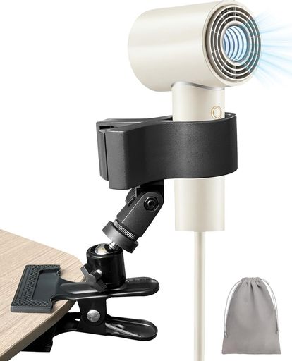 【両手が自由に!固定力バツグン】 アップグレードされた大型クリップは、直径3.5cm〜5.5cmの幅広いドライヤー(重さ1000g以下)に対応。角度調整:ジョイントで上下左右にスムーズ調整、狙いの向きに固定可能。使用可能なドライヤー/直径:...