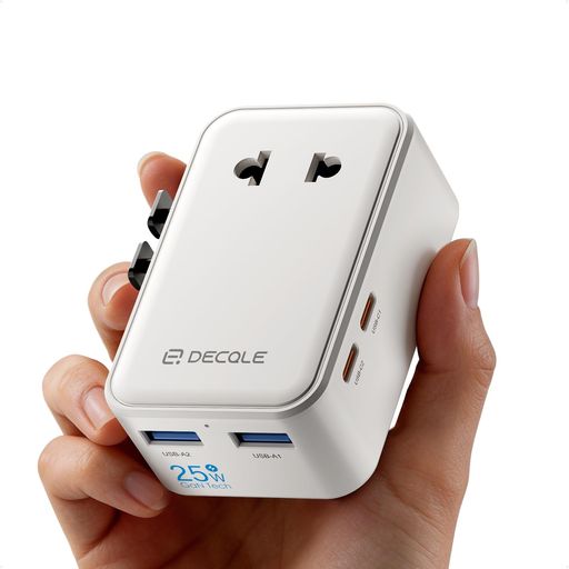 【世界各国のプラグに対応】decqle「Air」ユニバーサル旅行用アダプターは、国​​際プラグ規格に対応した4種類の交換可能なプラグを備えています。1.タイプC(ヨーロッパのほとんどの国) 2.タイプBF(イギリス、アイルランド、シンガポー...