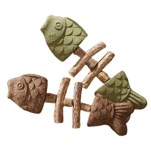 🐟 魅力的な魚の骨型| 猫の興味をそそるユニークな魚の骨の形を採用。本物そっくりのシルエットと手触りが、狩りの本能を刺激し、思わず噛みつきたくなる面白さで愛猫の注目を集めます。 🌿 木天蓼の自然な香り| 素材...