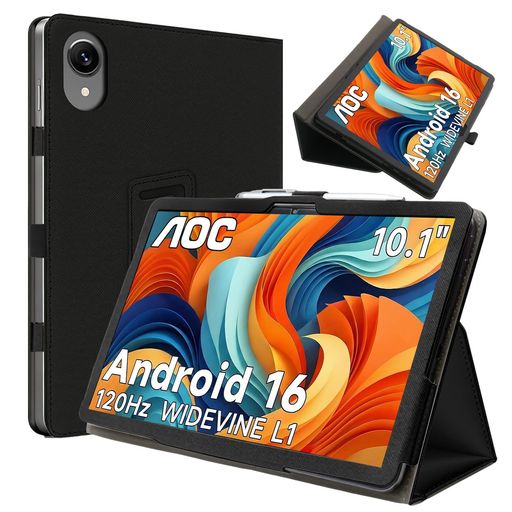AOC M10/BNCF Bpad 10 SE タブレットケース 10インチ 専用設計:Android 16対応タブレットに完全フィットする専用保護ケースで、機器の各ボタンやインターフェースへのアクセスを妨げることなく、精密な装着感を実現し...