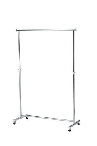 サイズ:120x51x104~180cm 本体重量:約5.5kg 素材・材料:スチールパイプ(クロームメッキ仕上)、ボールキャスター(ストッパー2個付) 生産国:台湾