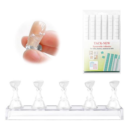 ✨【簡単デザイン】このネイルホルダーを使えば、ネイルアートが格段に楽になります。プレスオンネイルを安定固定し、ペイントやラインストーン装飾などの作業がやりやすく。専用クレイを少量ちぎり、伸ばして台座に貼り、チップを載せるだけの簡単セットで、...