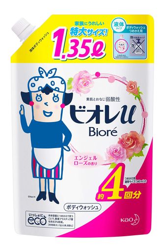 内容量:1350ml スキンタイプ:全肌質対応 素肌とおなじ弱酸性 赤ちゃんの肌もやさしく洗えます。 やさしい気分エンジェルローズの香りです。 やさしく洗う派も、しっかり洗う派も、一人ひとりに合わせる洗浄力コントロール処方です。 原産国:日本