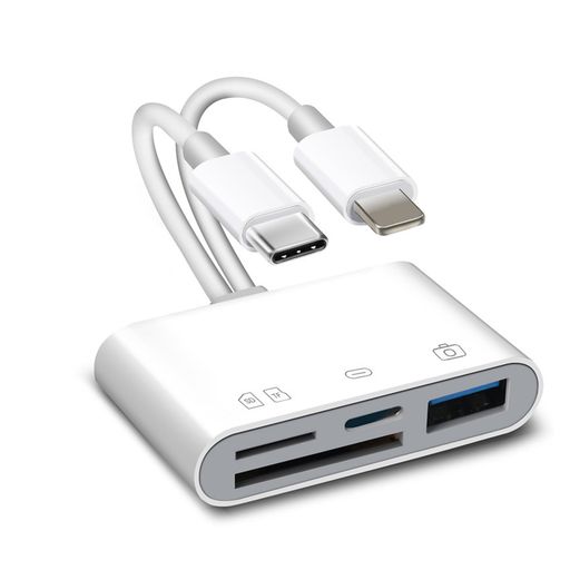 【MFI認証品・3in1カードリーダー】本sdカードリーダーはMFI認証品であり、3種類のケーブル(Lightning / USB-C / USB)を本体に搭載しており、iPhoneをはじめ、iPad、Androidスマホ、PCなどあらゆる...